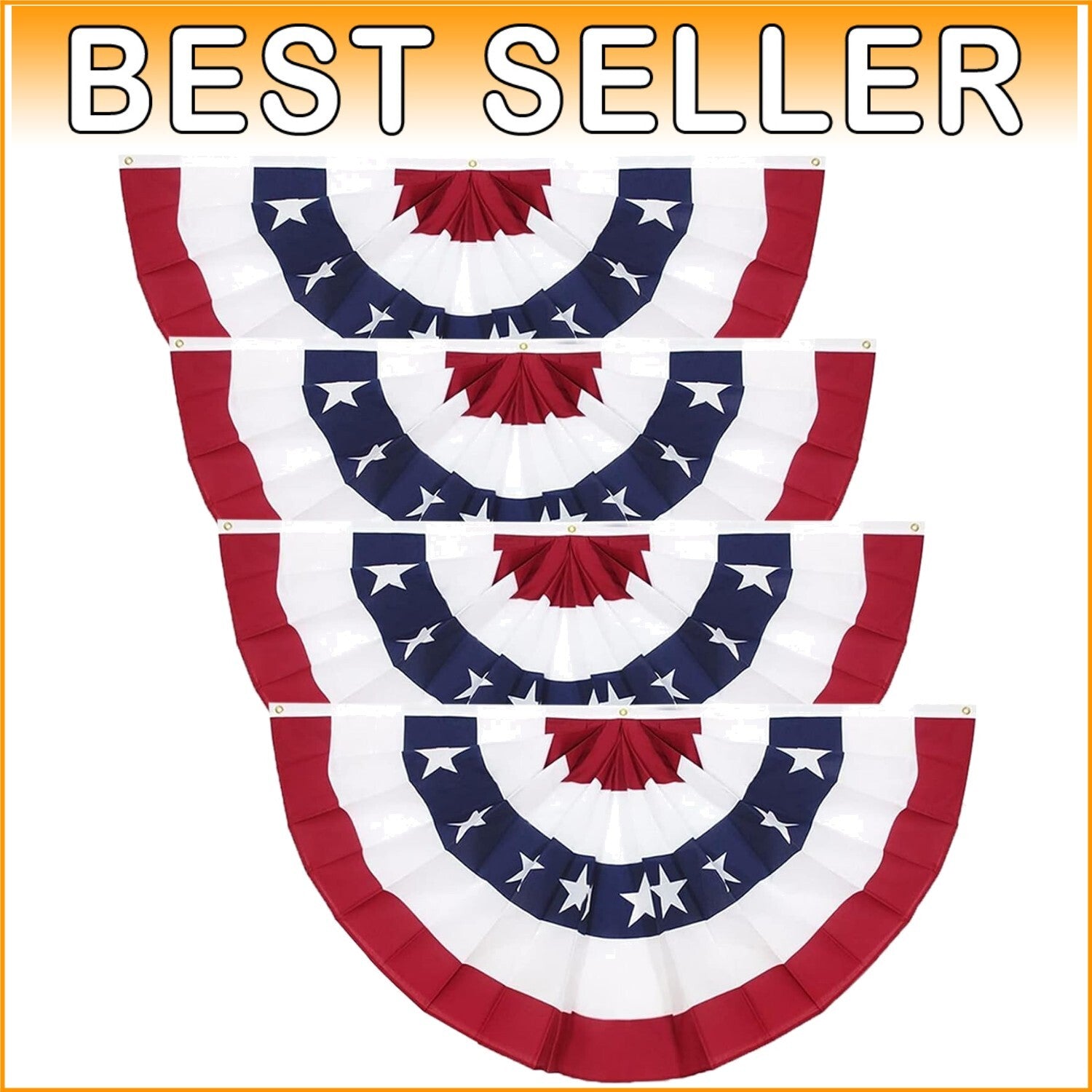 3x6 Ft American Pleated Fan Flag Set of 4 - Vibrant Patriotic Decorati ...
