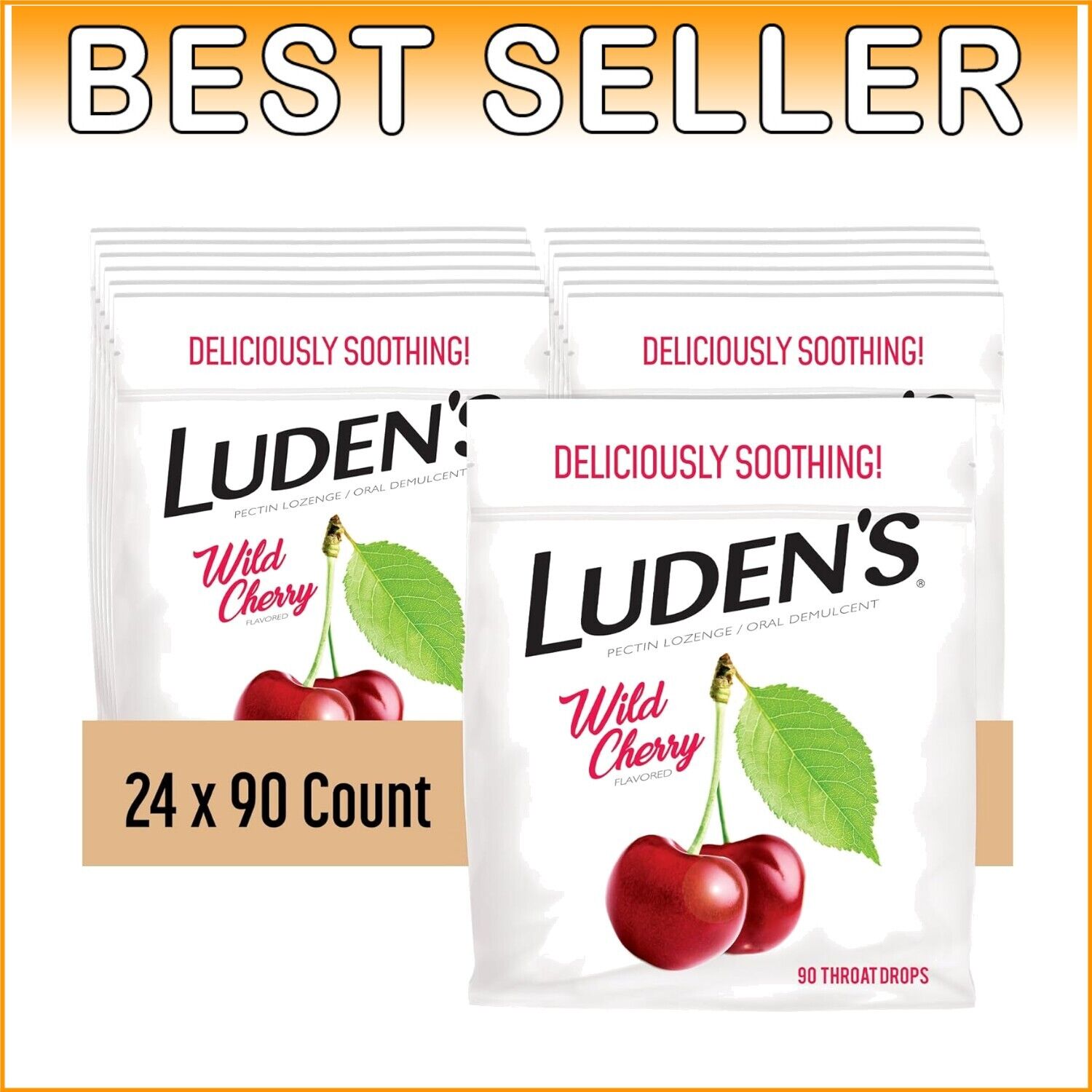 Luden's Wild Cherry Sore Throat Drops - 90 Count, Fast Relief for Kids ...