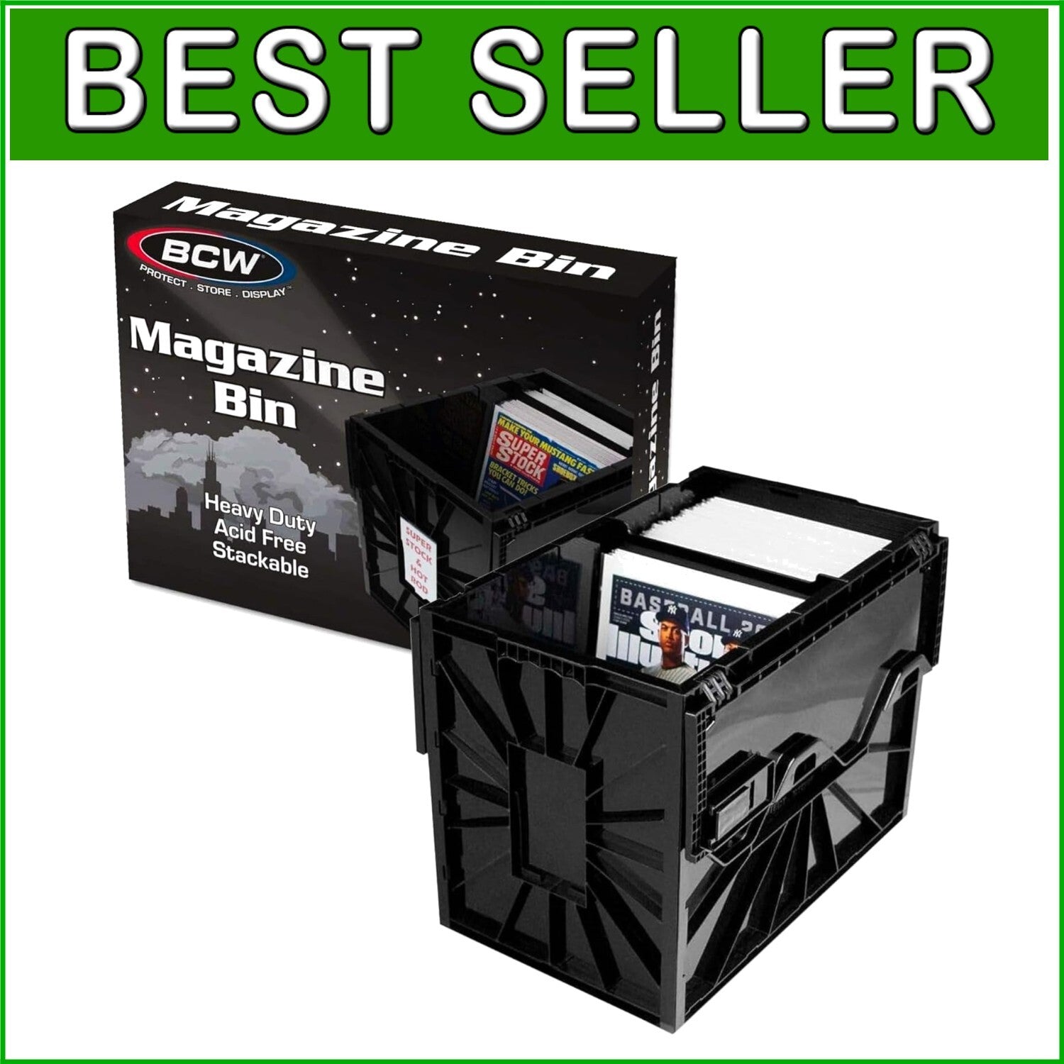 Stylish Stackable Magazine Bin with Movable Section and Easy Identific ...