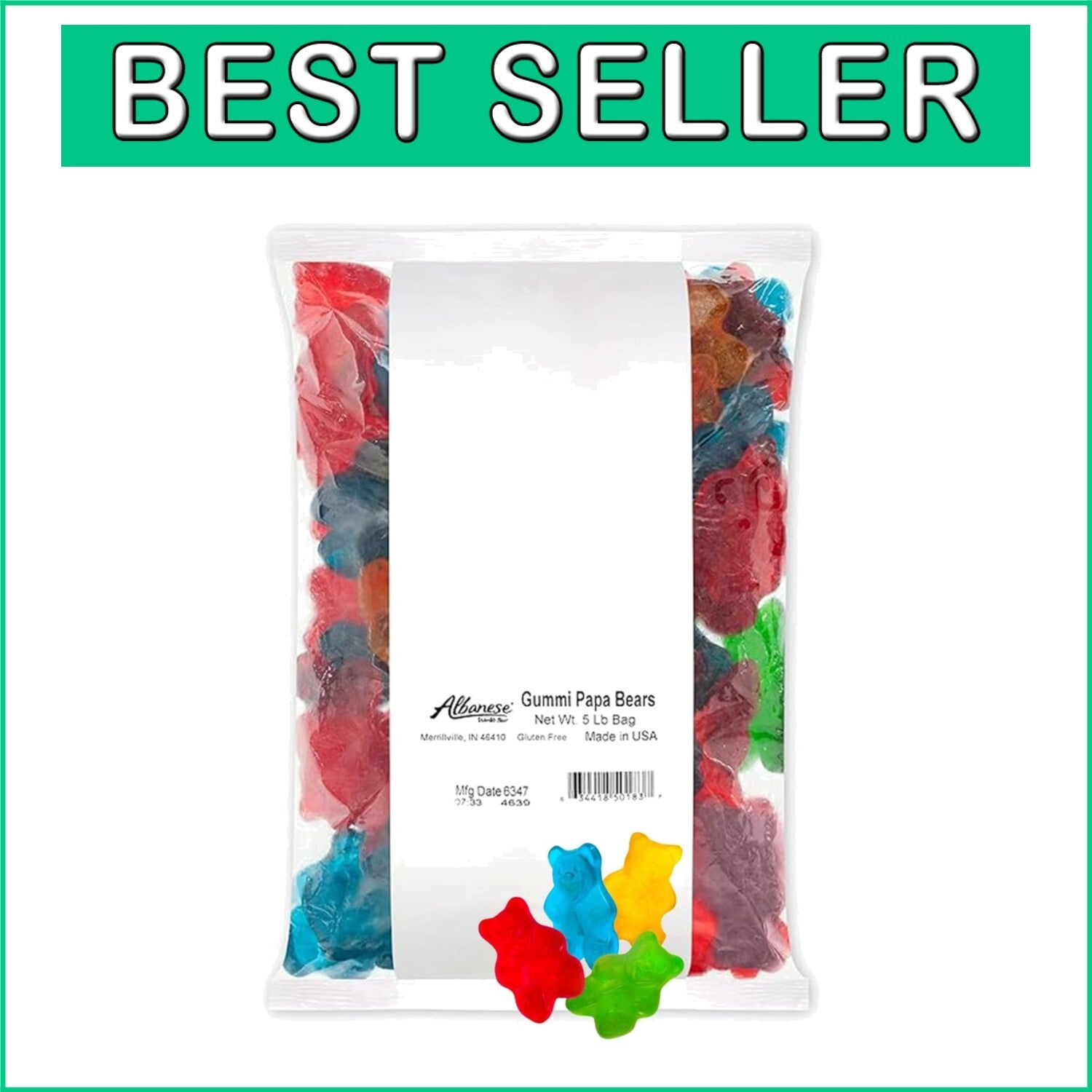 Over 80 Ounces of Giant Gummi Bears - 4 Flavors, Fat-Free and Gluten-F ...