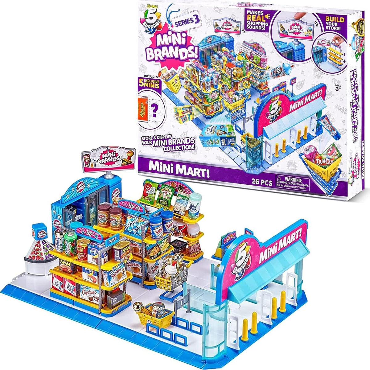 Interactive Mini Brands Mini Mart Playset w/ 5 Mystery Minis - Build ...