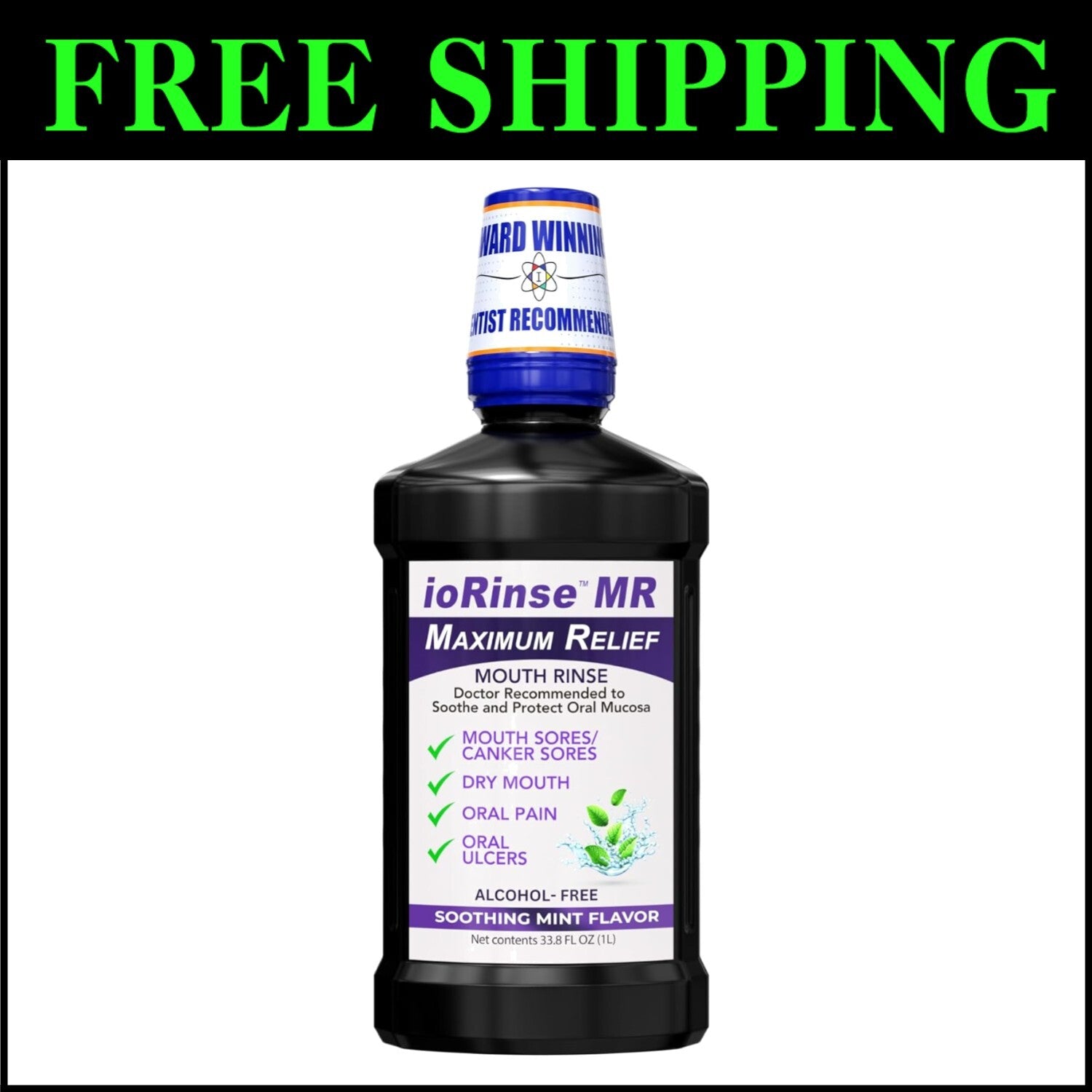 Dentist-Approved 1L ioRinse MR: Maximum Relief Rinse for Oral Mucositi ...
