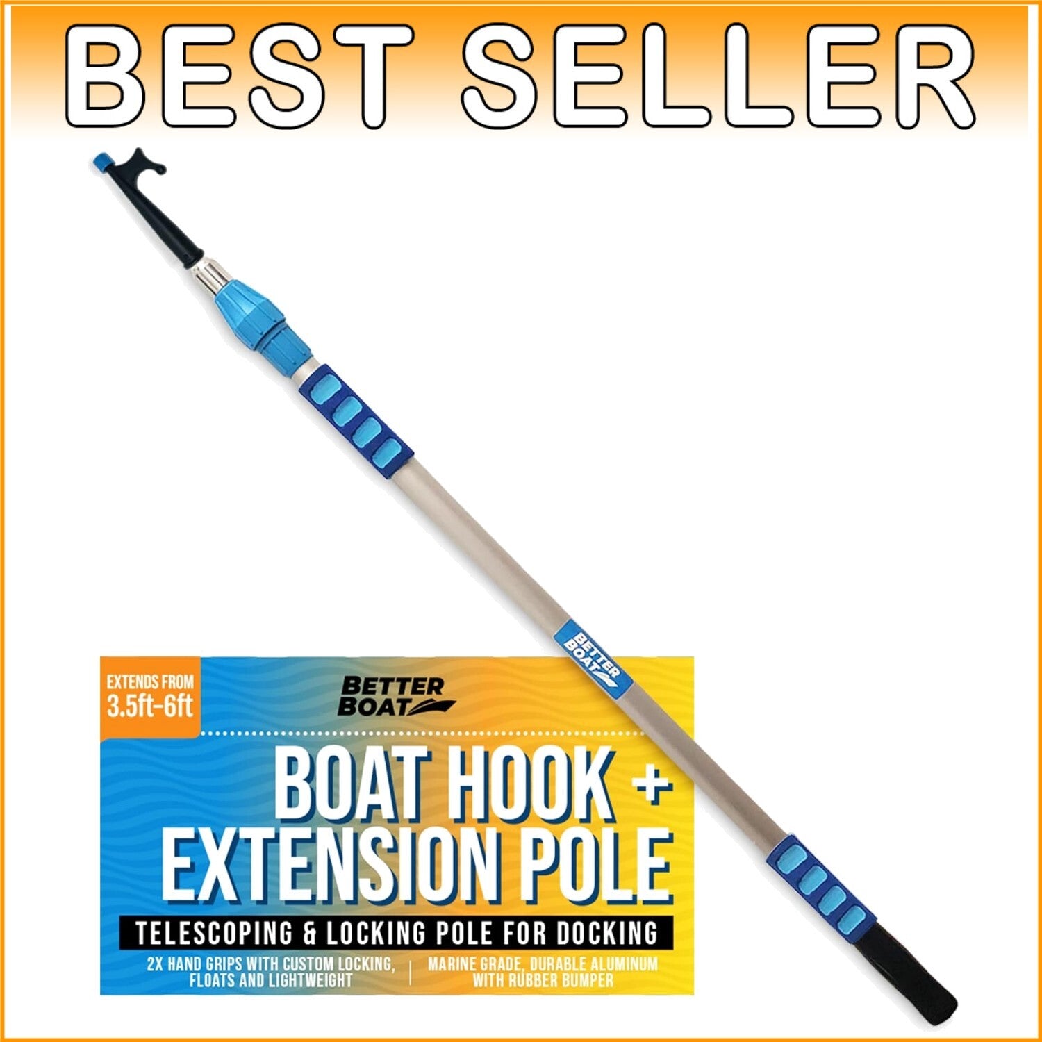 Versatile Marine Docking Stick with Rubber Bumper - Telescoping Pole I ...