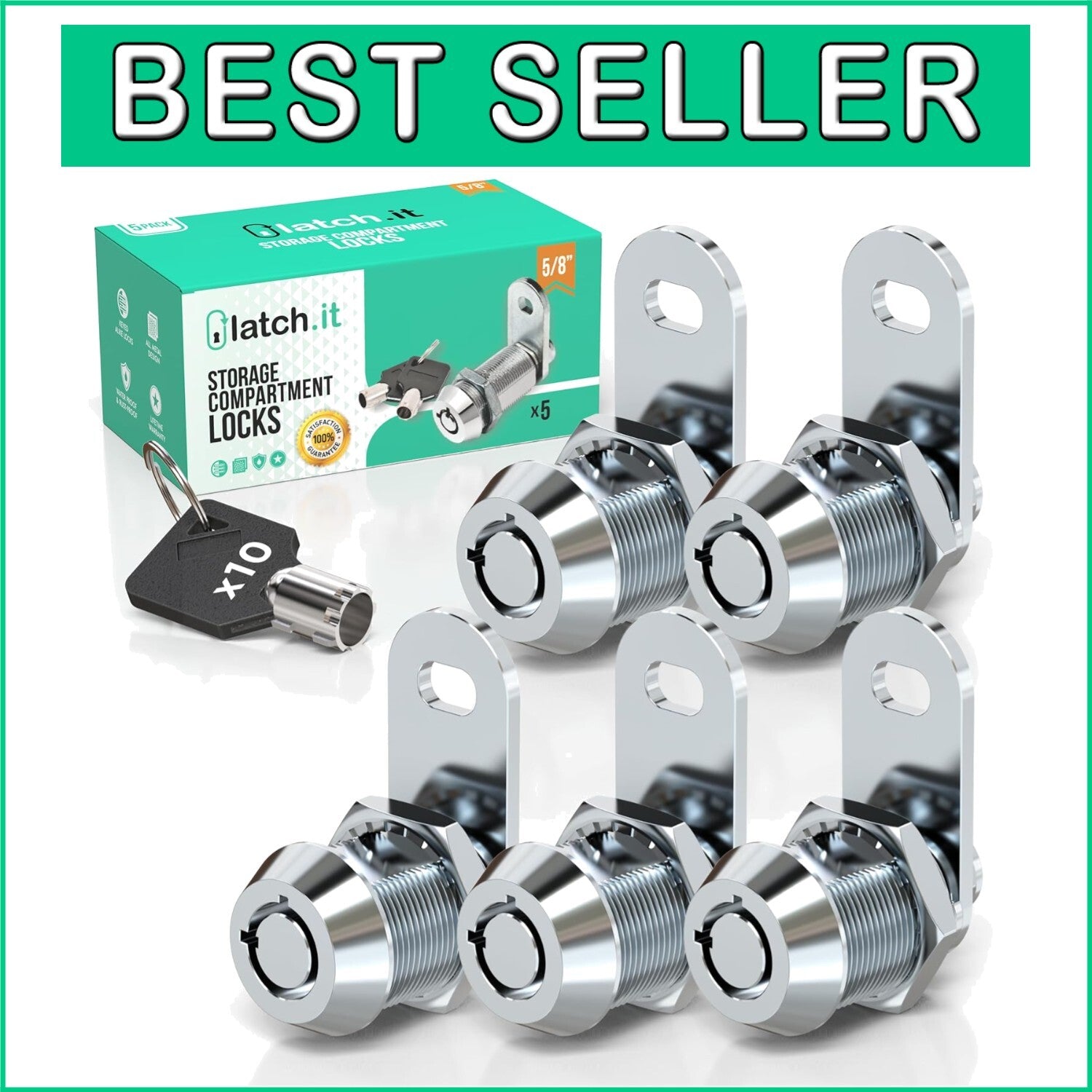 100% Metal RV Storage Locks - 5-Pack Utility Cam Locks with 10 Keys ...