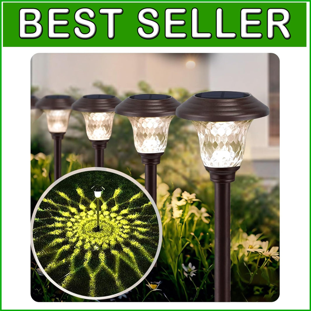 8 Pack Color Changing Solar Pathway Lights - Waterproof Metal & Glass ...