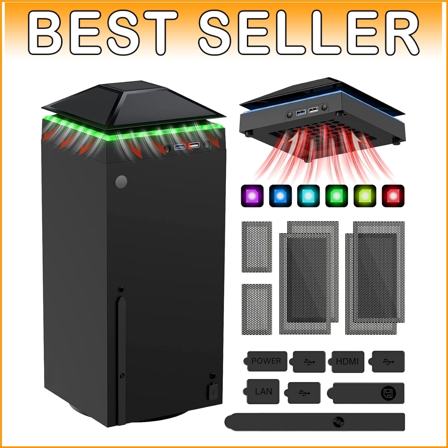 3-Speed Low Noise Cooling Fan & Dust Filter for Xbox Series X with LED ...