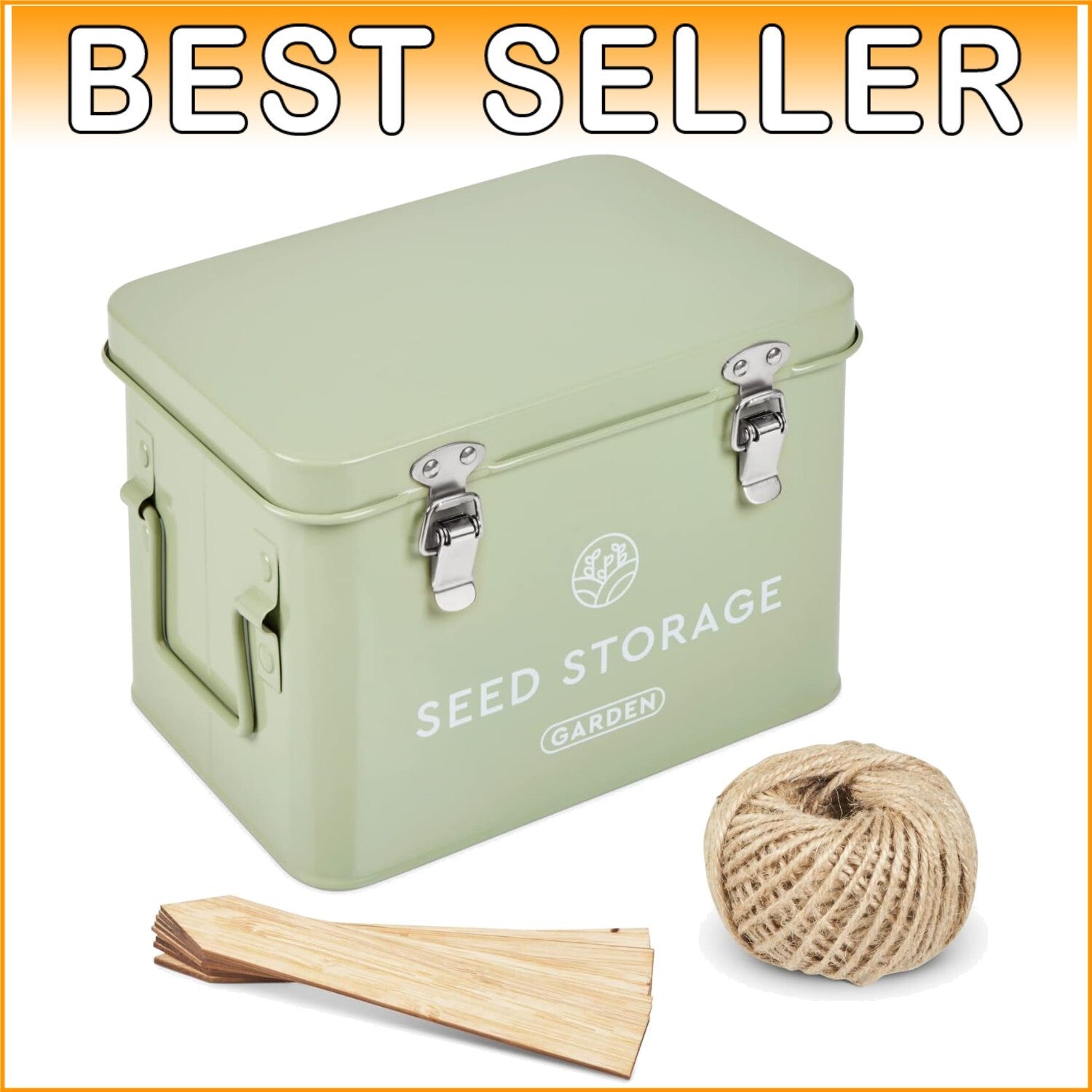 Elegant Metal Seed Storage Box with 3 Compartments & Bamboo Labels - G ...