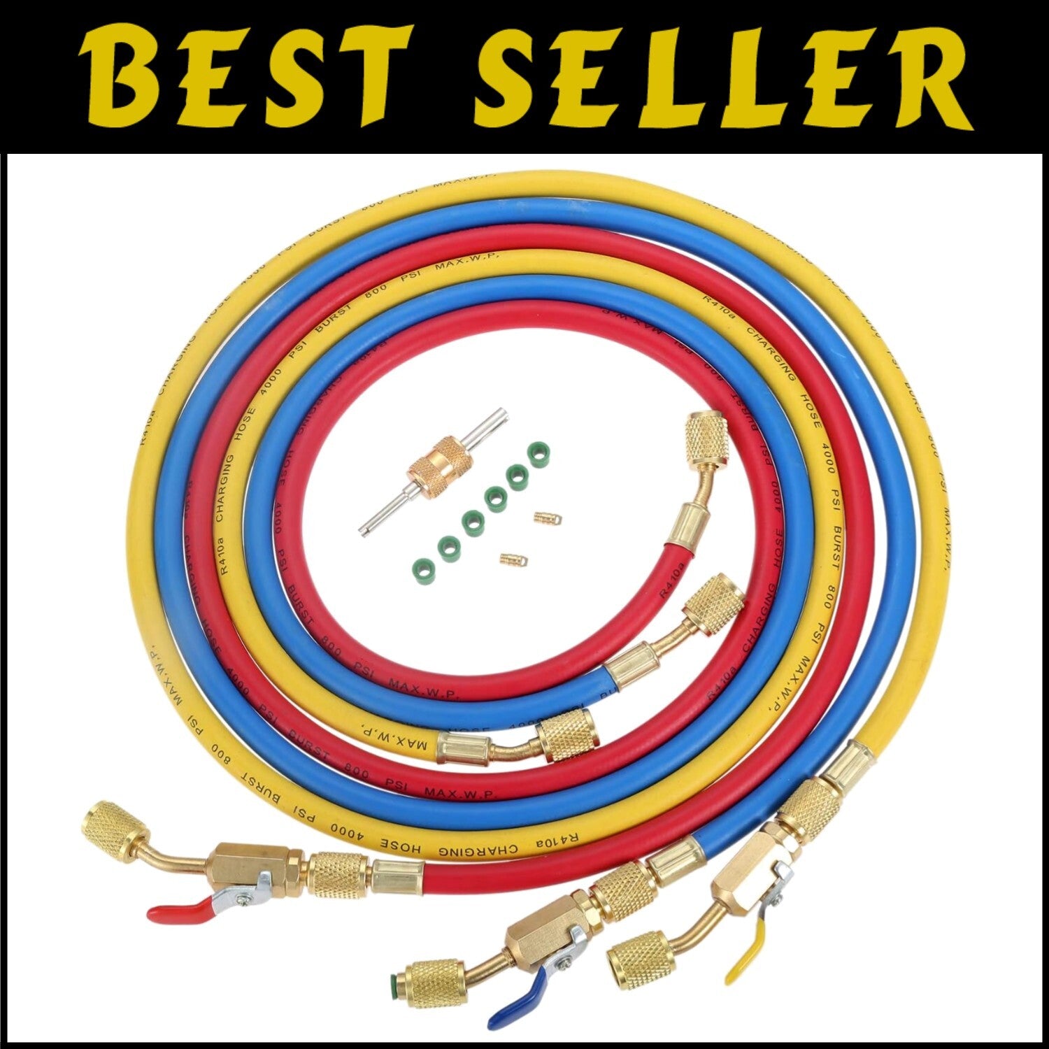 All-in-One 60-Inch HVAC Charging Hose with 3 Colors, Valve Core Tools ...