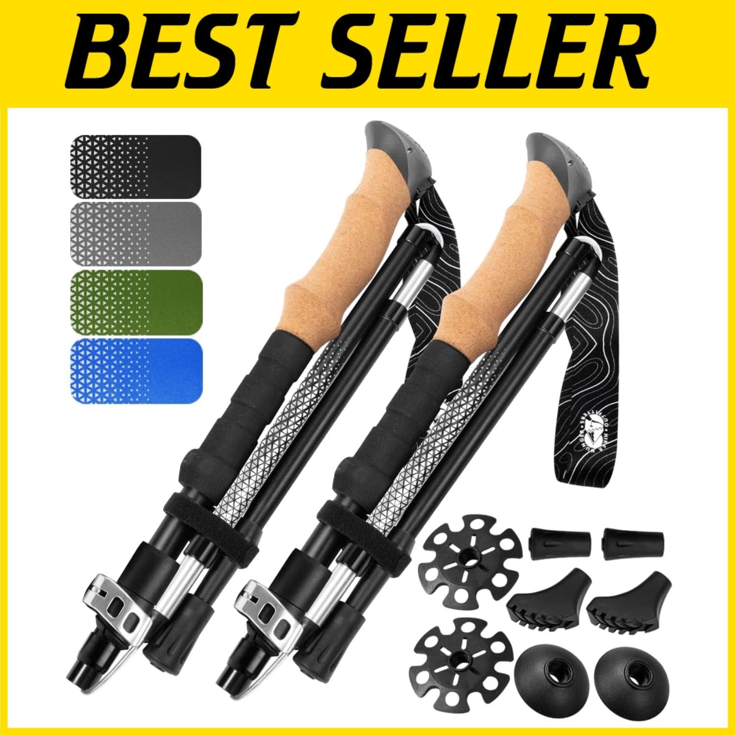 Premium Adjustable Hiking Poles with Comfort Grip - Ultralight Aluminu ...